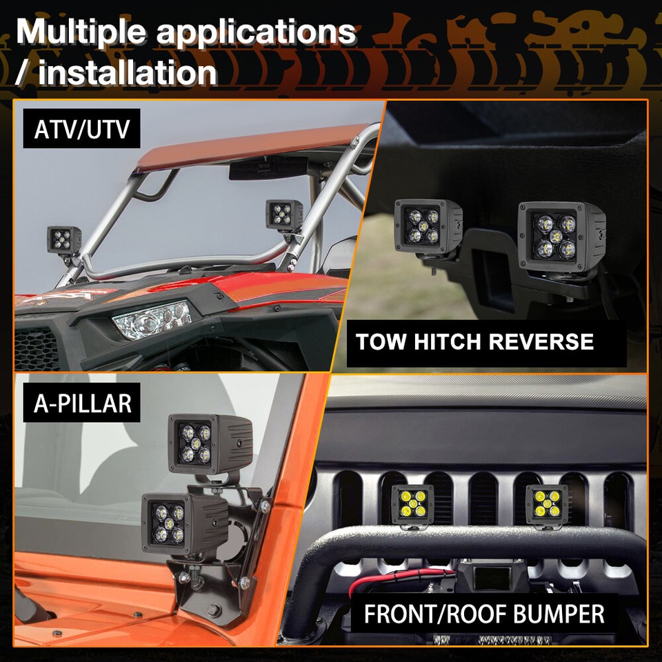 2x For Can-Am Maverick X3 3" Cree LED Cube Light Bar Spot Pods+ Rock ...