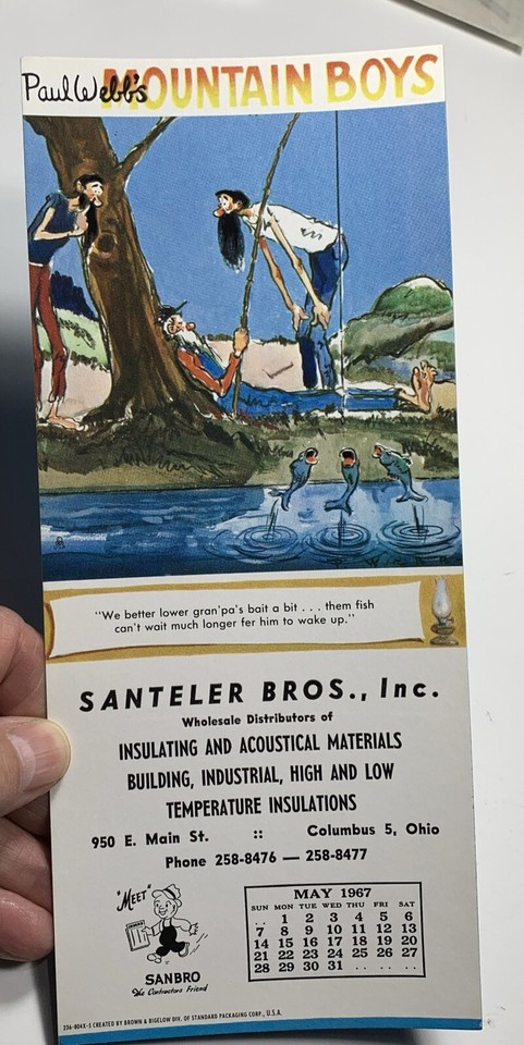 Funny Paul Webb’s Mountain Boys Blotter Calendar Columbus Ohio 1967 ...
