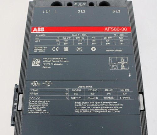 ABB 800 Amp Contactor Motor Starter Af580-30 Af580 30 for sale online ...