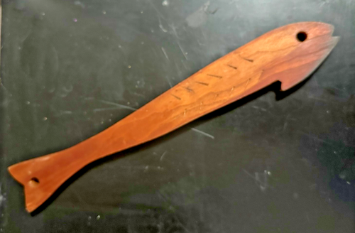 Wooden Kitchen Utensil - Carved Fish Design Oven Push Pull Tool / Stick ...