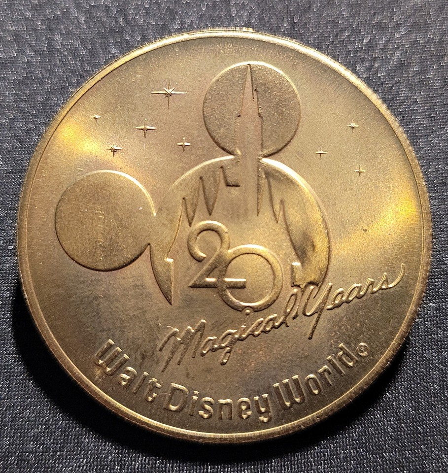 DISNEY Coin Walt Disney World 20th Anniversary Celebration Logo Bronze ...