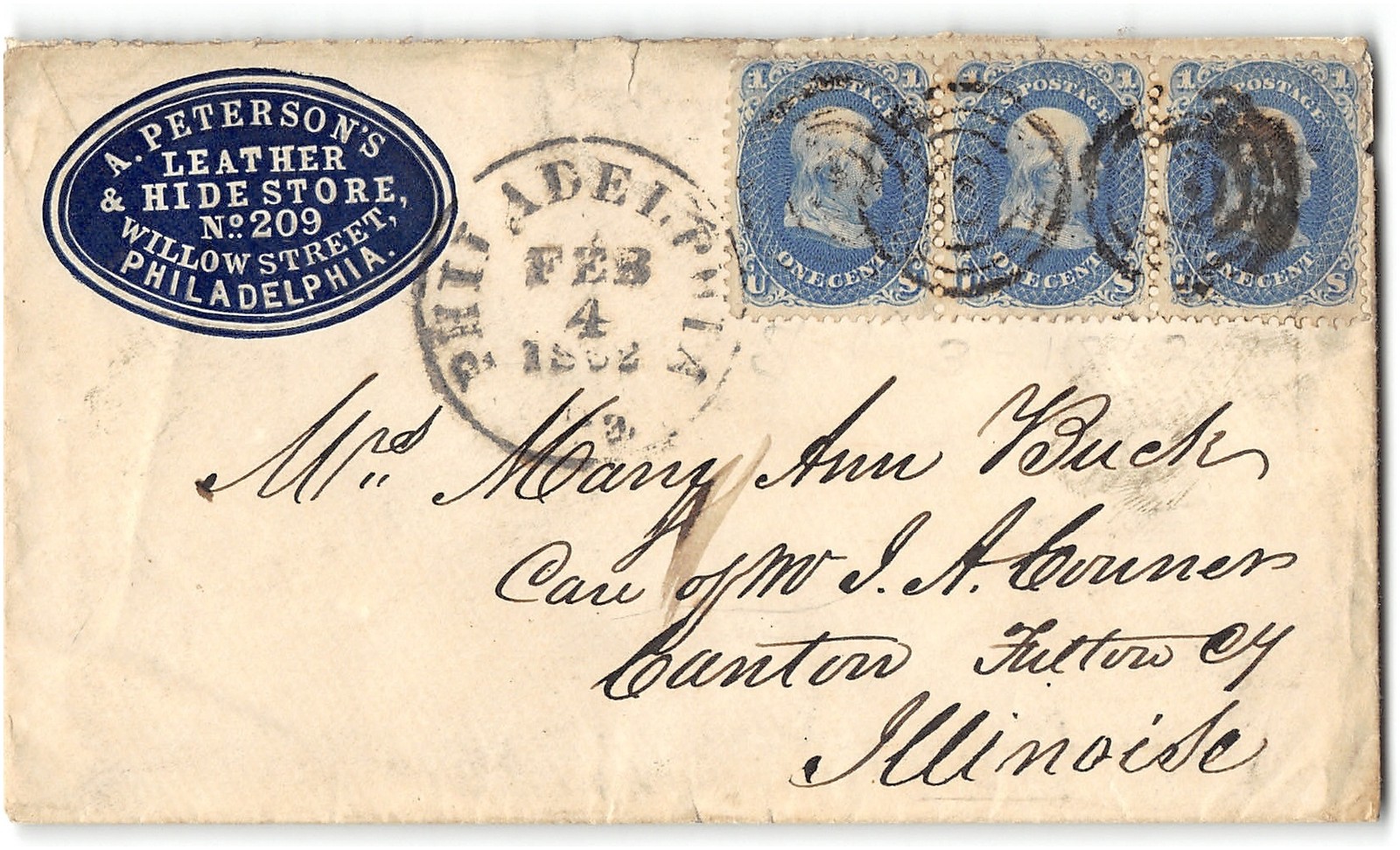 leather co., Philadelphia to IL, 1862 | eBay