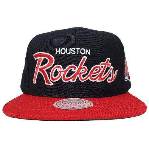 Houston Rockets Mitchell & Ness NBA Snapback Hat Cap Script Logo Black ...