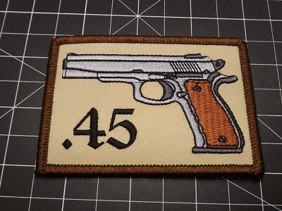 IRON-ON PATCH GUN Pistol .45 Caliber 3-1/2" EMBROIDERED LIFETIME ...