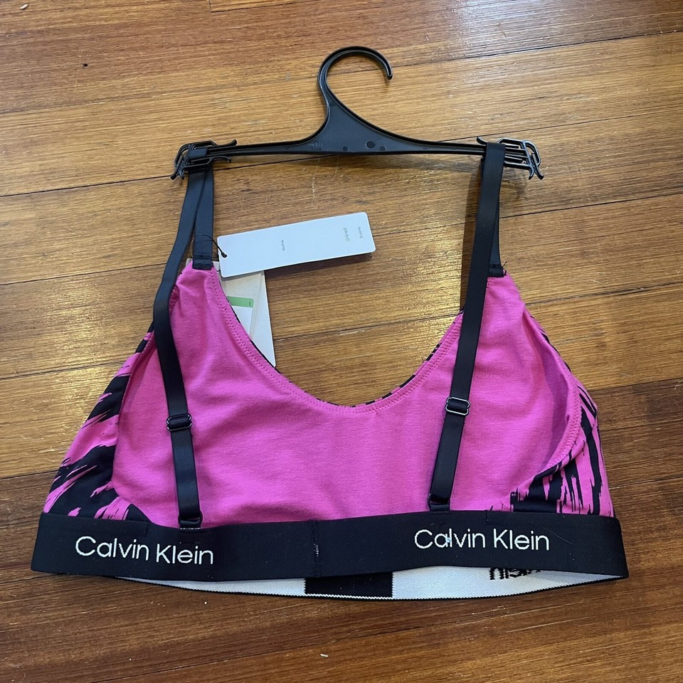 CALVIN KLEIN CK One Unlined Bra Bralette Pink Animal Print LARGE NWT | eBay