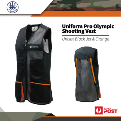 Beretta Uniform Pro Olympic Shooting Vest Unisex Black Jet Orange Clay ...