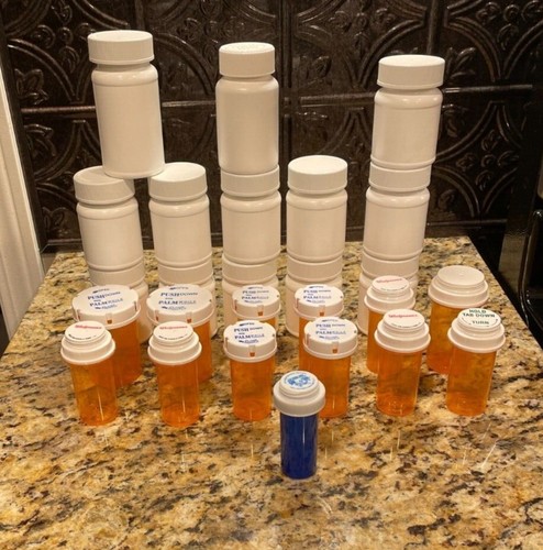 26 Empty Medicine Pill Bottles Plastic RX Prescription Various Sizes | eBay