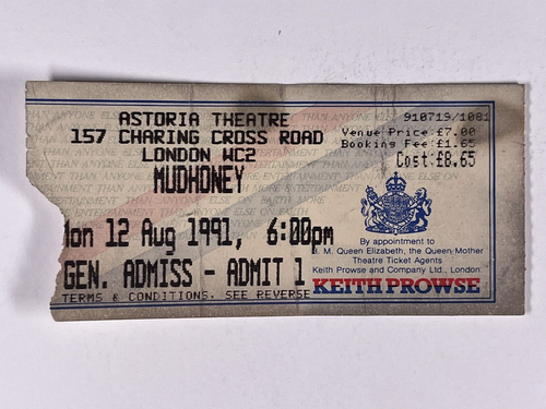 Mudhoney Concert Ticket Mark Arm Original Astoria Theatre London August ...