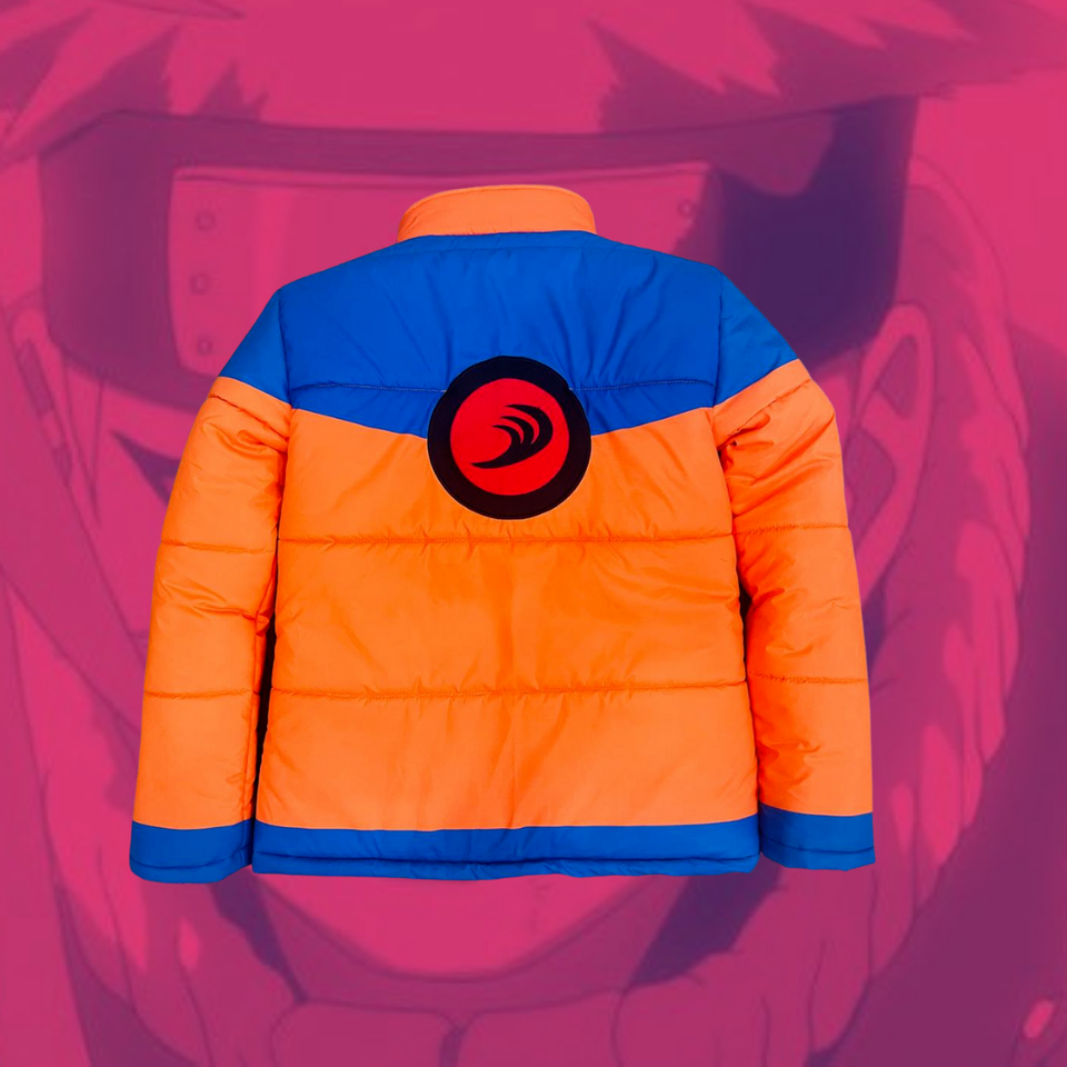 Naruto NamiWear WaveClean Seventh Hokage Orange Puffer Jacket: Mens ...