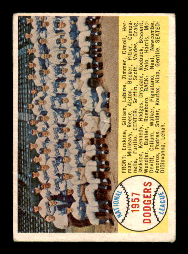 1958 Topps #71 Dodgers Team VG/VGEX Dodgers 553997 | eBay