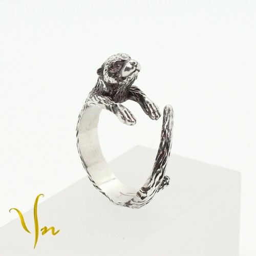 Silver Adjustable Otter Ring, Sea Otter Jewelry, Handmade Otter Animal ...