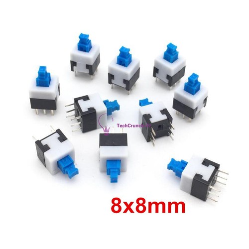 30PCS Blue Cap Self-locking Type Square Button Switch Control 8X8mm NEW ...