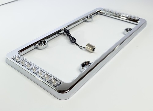 White LED Chrome License Plate Frame Reverse/Backup Light Function ...