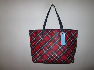 DRAPER JAMES Red Tartan Plaid Tote Shoulder Bag Purse *NWT | eBay