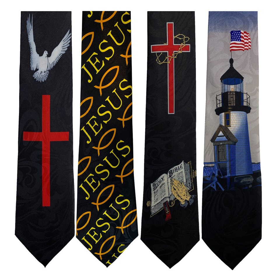 Steven Harris Pack Of 4 Christian Neckties Jesus Religious Neck Ties | eBay