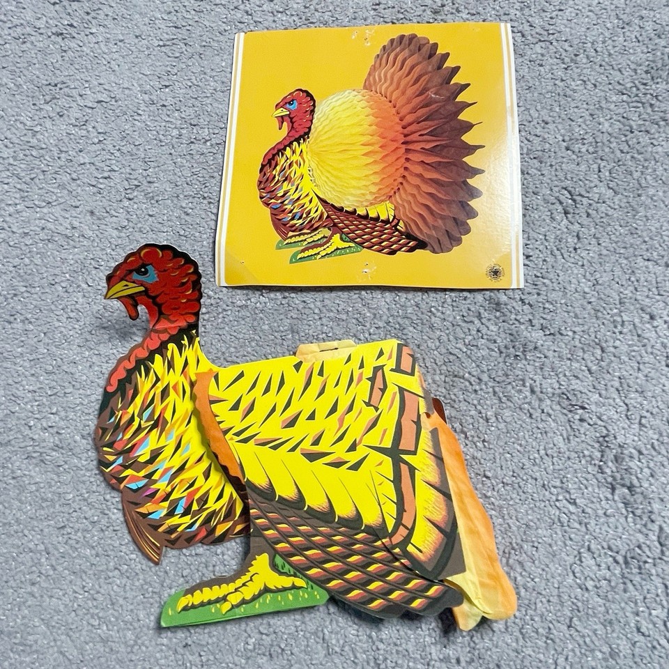 Vintage Beistle Honeycomb Thanksgiving Turkey Centerpiece Decoration 8. ...