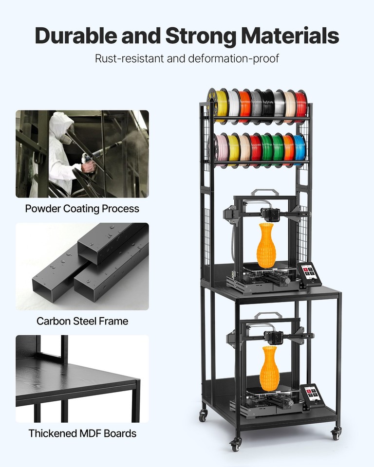 VEVOR 3D Printer Filament Storage Rack 4-Tier 3D Printer Stand with ...