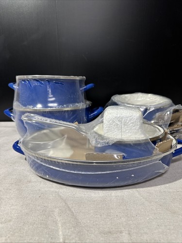 Set Of 11 Vintage Vitrex Gourmet Blue Enamelware Made In Spain Open Box ...