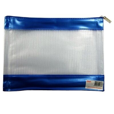 Stat Pencil Case PVC Mesh With Zip Large 278 x 200mm FB8000 - Blue ...