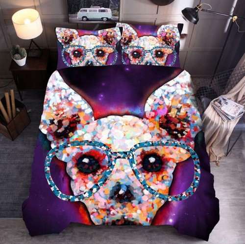 3D Color Dog NAO5201 Bed Pillowcases Quilt Duvet Cover Set Queen King ...