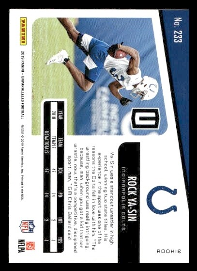 2019 Panini Unparalleled #233 Rock Ya-Sin Rookie Indianapolis Colts | eBay