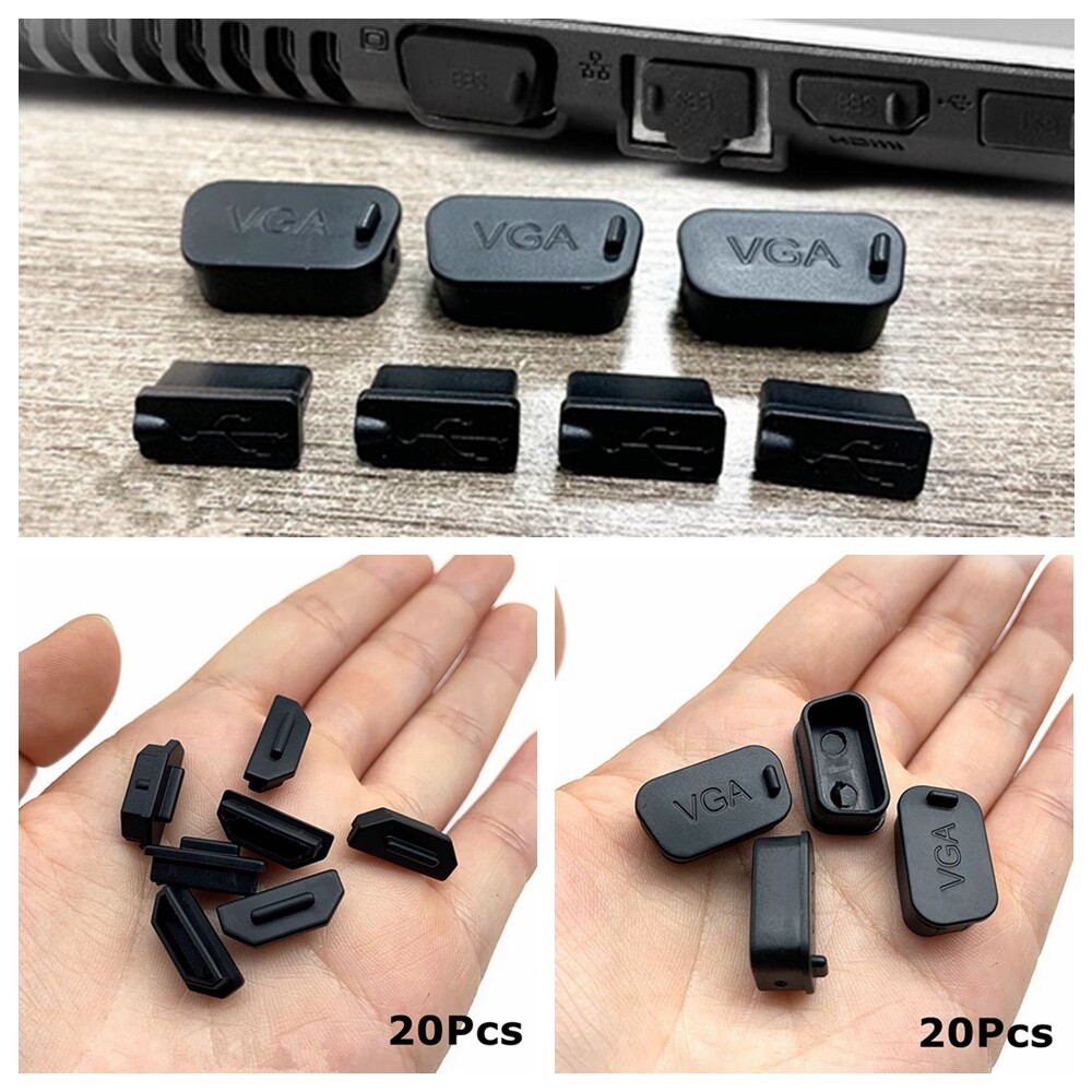 20Pcs VGA Anti Dust Protector PVC Soft Rubber A Type Female Plugs ...