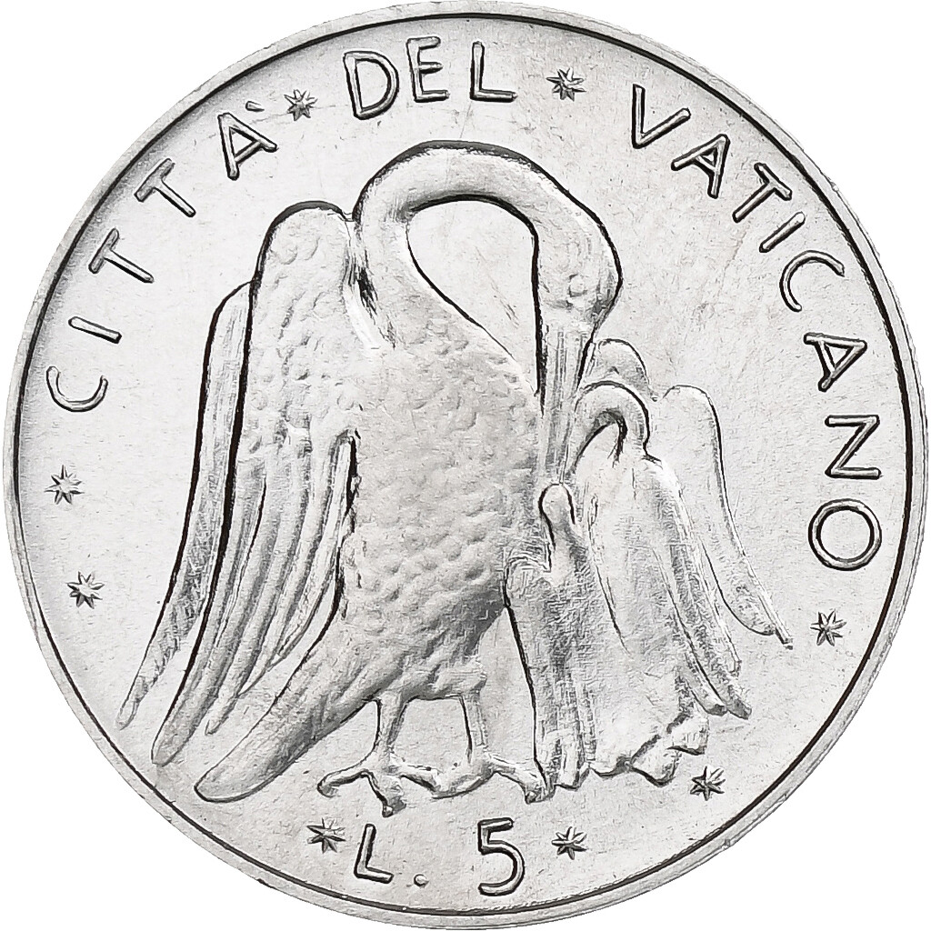 [#1273140] Vatican, Paul VI, 5 Lire, 1977 - Anno XV, Rome, Aluminum, MS ...