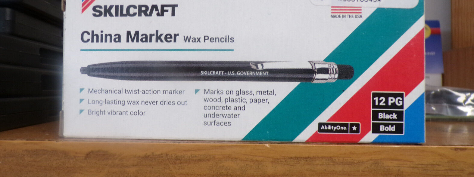 NEW 12 1DZ SKILCRAFT Mechanical China Marker Black Wax Pencils U.S. Government | eBay