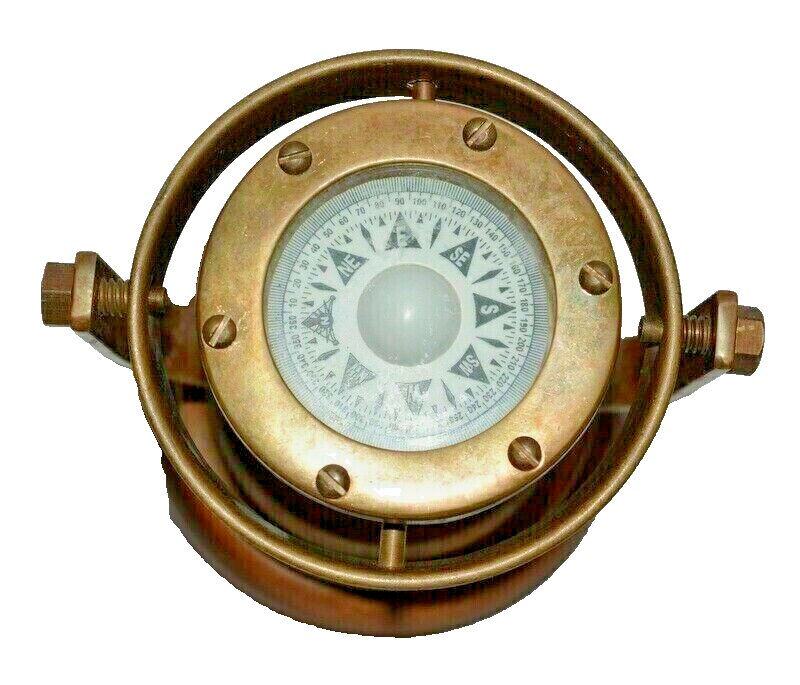 Nautical Brass Gimballed Compass Vintage Ship's Binnacle Antique ...