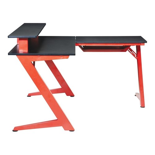 Pemberly Row Battlestation L-Shape Game Desk with Carbon Top and Matte ...