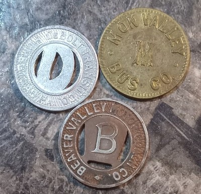 3 Collectible PA.TRANSIT BUS TOKENS HOMESTED,CLAIRTON,BEAVER FALLS | eBay
