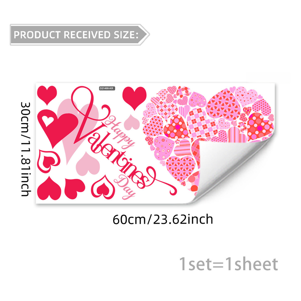 Heart-shaped Decal Removable Window Art Valentine's Day Decor Double ...