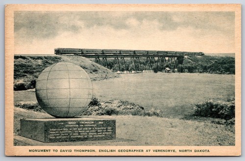 Verendrye ND~David Thompson Monument Globe~English Geographer~Railroad ...