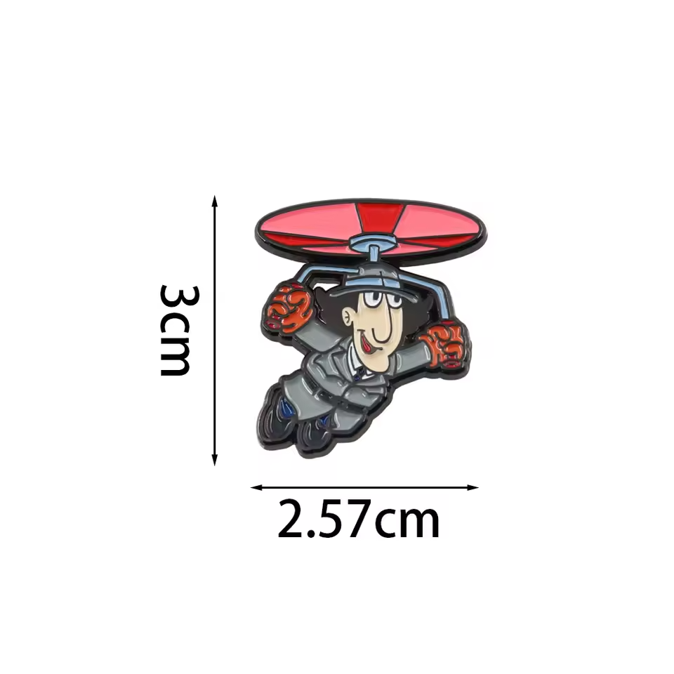 Cartoon Detective Enamel Brooch Cyborg Inspector Helicopter Flying Hat ...
