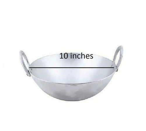Aluminum Wok Kadai Kadhai Karahi Deep Frying and Cooking Pot 2 Handle ...