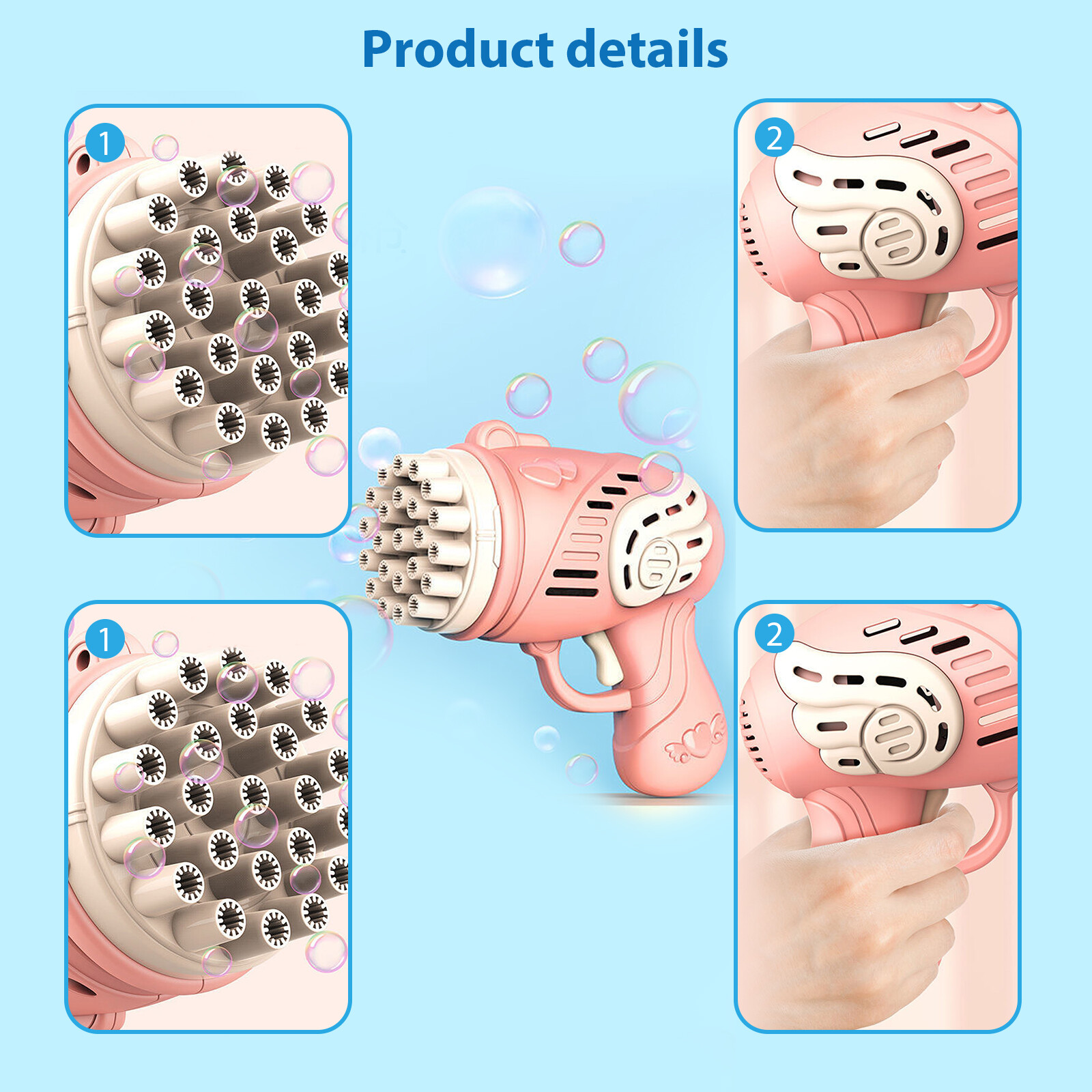 Bubble Machine - 23 Holes Automatic Bubble Maker Toy for Kids (Light ...