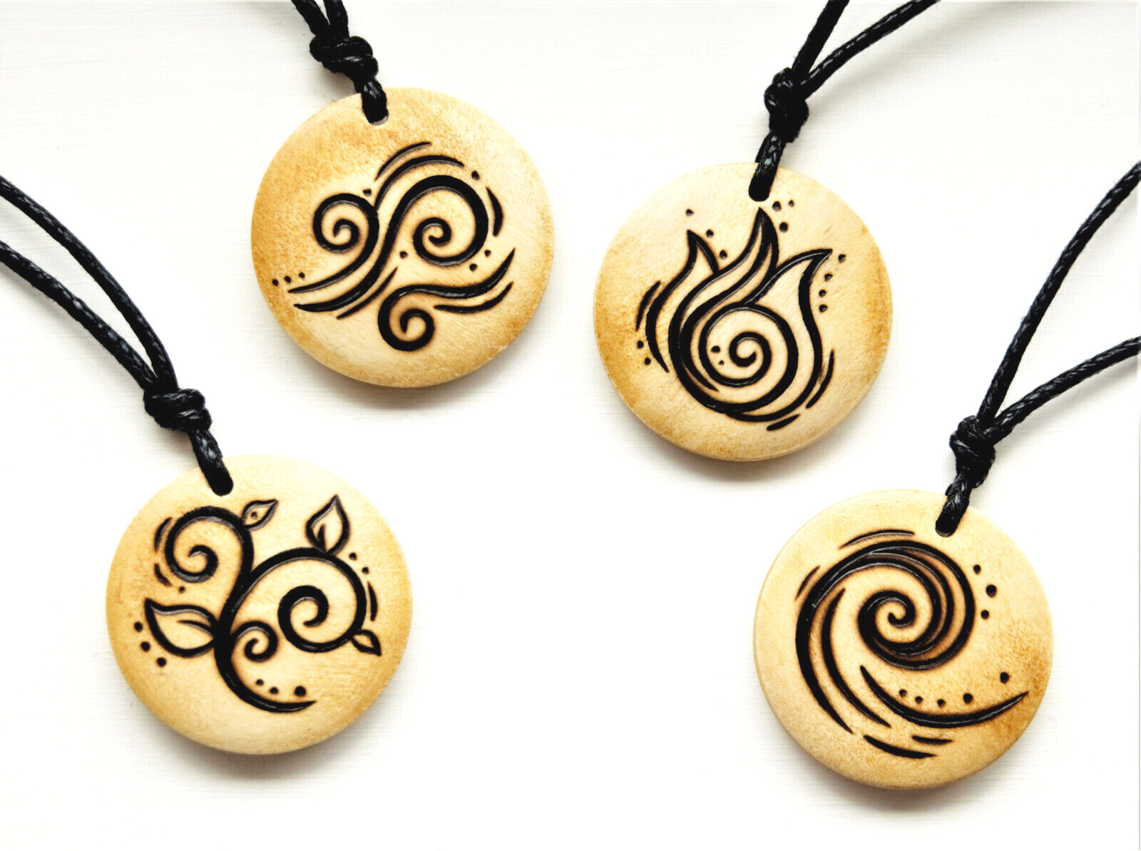 Four Elements Necklace 4 Earth Air Fire Water Symbol Sister Sibling ...