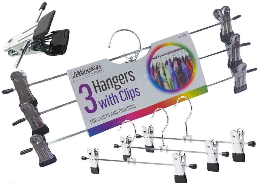 10/20/40PCS Strong Metal Clips Hangers Chrome Clothes Coat Trouser ...