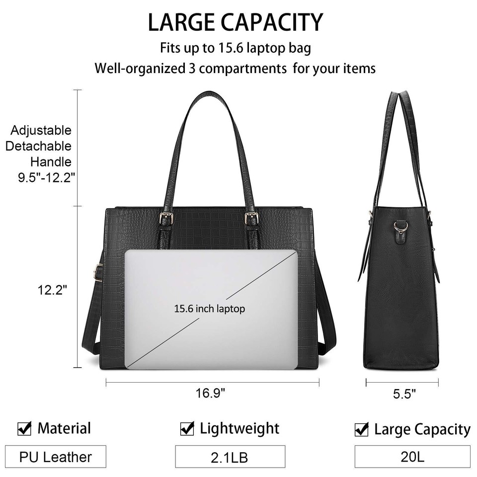 Laptop Bag for Women 15.6 inch Laptop Tote Bag Leather Computer ...
