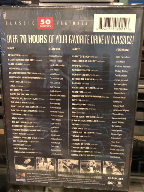 Drive-In Movie Classics 50 Movie Megapack (DVD, 2005, 12-Disc Set) for ...