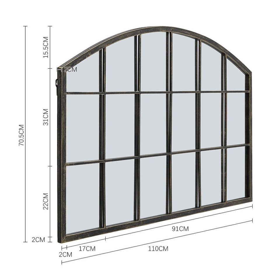 Bronze Metal Framed Arch Wall Mirror Window Mirror Rustic Art Room ...