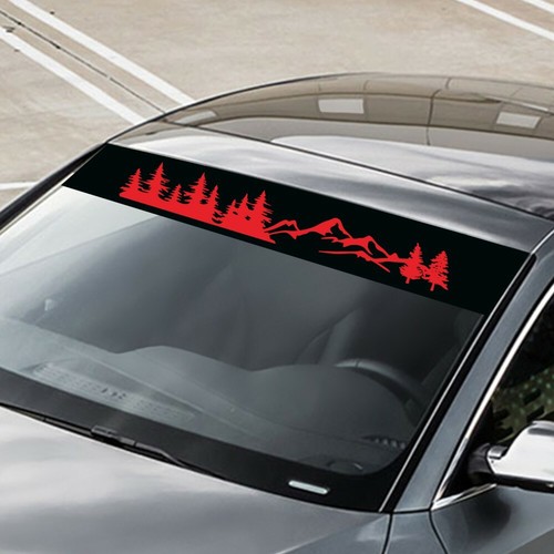 Car Front Window Windshield Decal Stickers Red Tree Mountain Auto ...