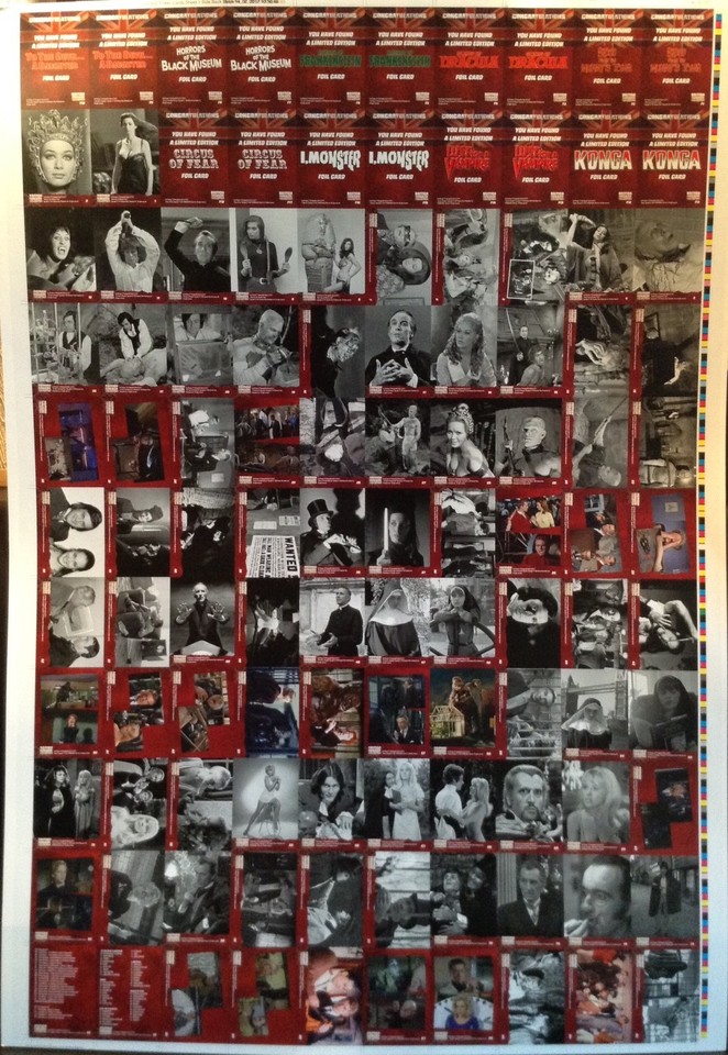 Unstoppable BRITISH HORROR COLLECTION UNCUT CARD SHEET of 100 Card Set ...
