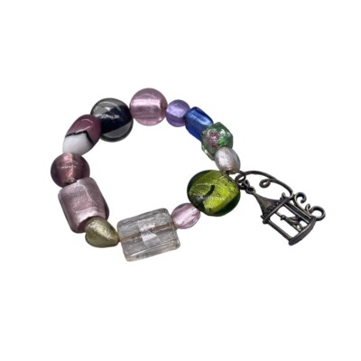 Multicolor Glass Beads Bird Cage Charm Stretch Bangle Bracelet | eBay
