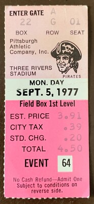 Pittsburgh Pirates 9/5/1975 ORIGINAL MLB ticket stub vs Philadelphia ...