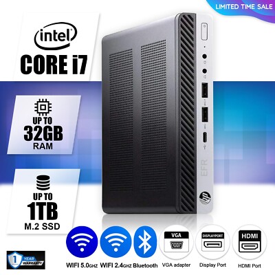 HP Mini Desktop PC Computer i7, Up to 32GB RAM, 1TB M.2 SSD, Windows 10 ...