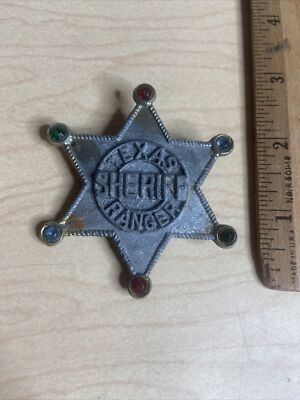 Vintage Jeweled Toy Pewter? Texas Ranger Sheriff toy Badge | eBay