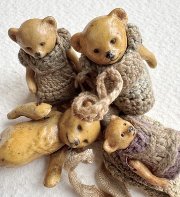 HERTWIG TEDDY BEAR FAMILY - Original Antique German Bisque Miniature ...