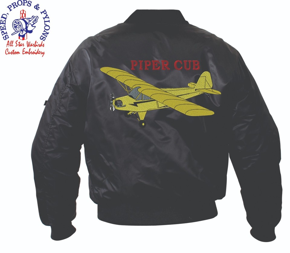 Piper Cub Antique Aircraft MA-1 Jacket full embroidered back and crest ...