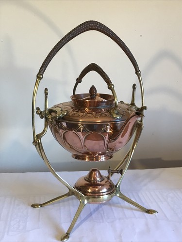 Antique Art Nouveau WMF Copper & Brass Spirit Kettle On Stand. | eBay UK